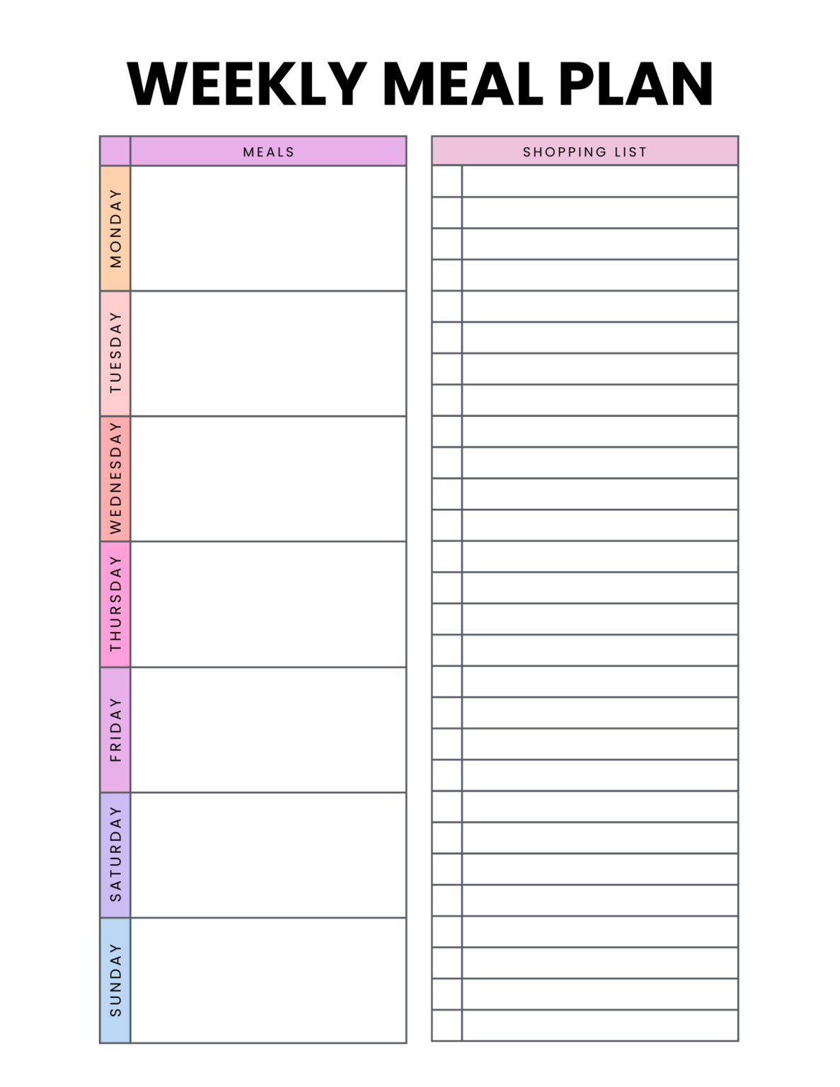 Free Printable Weekly Meal Plan Template - The Planner Mom